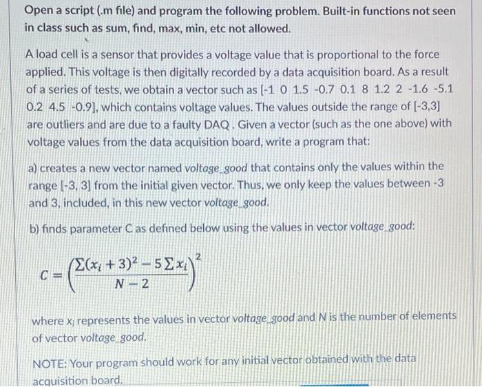 Solved Open a script (. m file) and program the following | Chegg.com