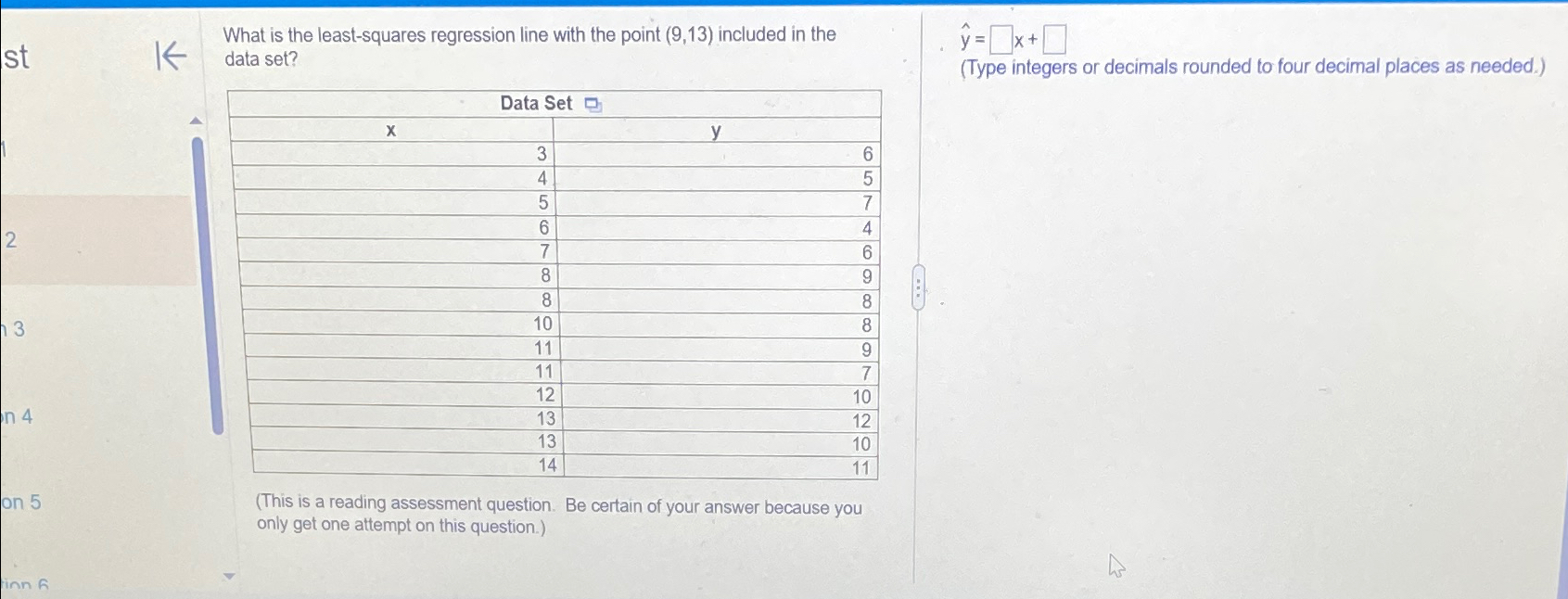 Solved What is the least-squares regression line with the | Chegg.com