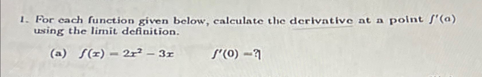Solved For each function given below, calculate the | Chegg.com