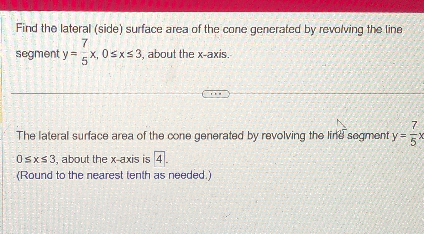 Solved Find the lateral (side) ﻿surface area of the cone | Chegg.com
