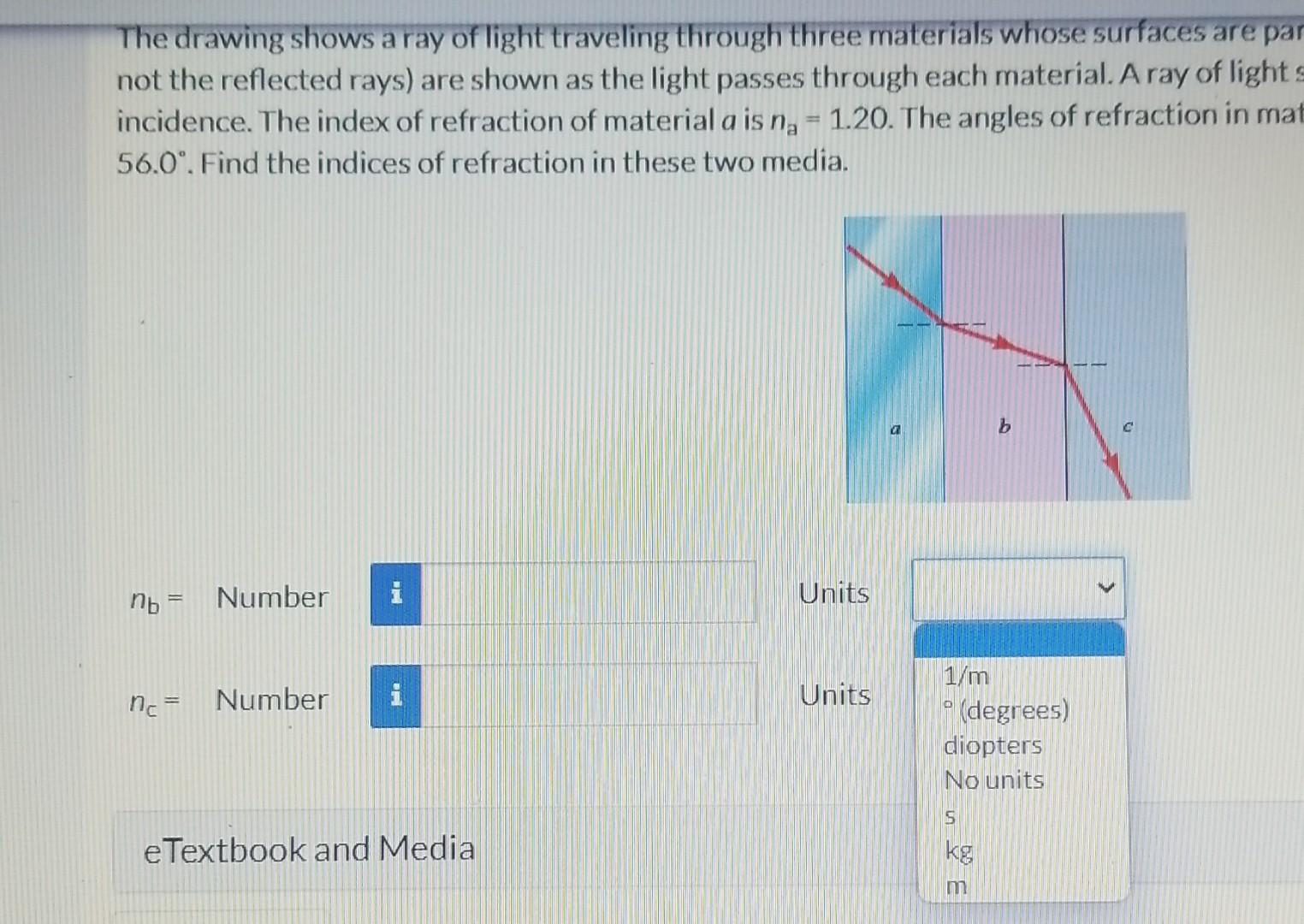 Solved The drawing shows a ray of light traveling through | Chegg.com