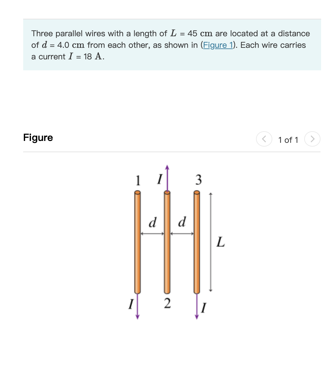 Solved Three parallel wires with a length of LThree parallel | Chegg.com