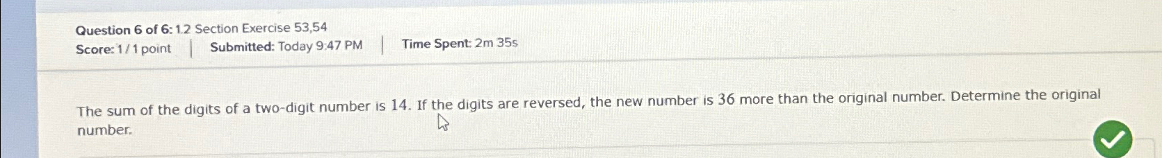 Solved Question 6 ﻿of 6:1.2 ﻿Section Exercise 53,54Score: 11 | Chegg.com