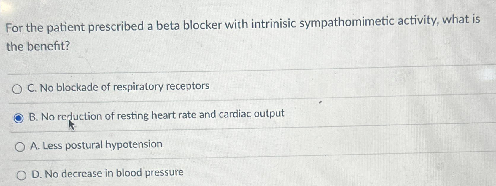 Solved For the patient prescribed a beta blocker with | Chegg.com