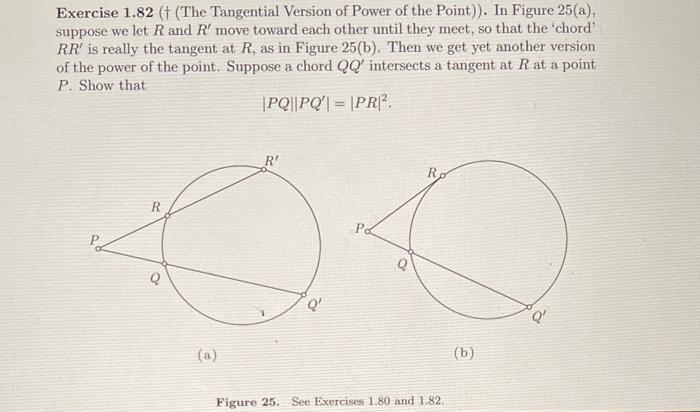 Solved Exercise 1.82 ( † (The Tangential Version of Power of | Chegg.com