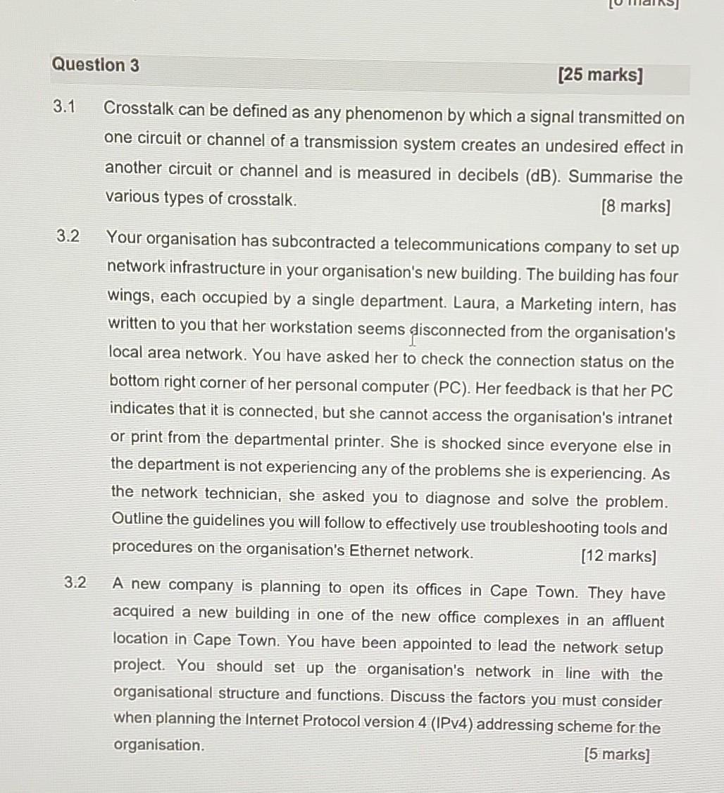 Solved 3.1 Crosstalk can be defined as any phenomenon by | Chegg.com