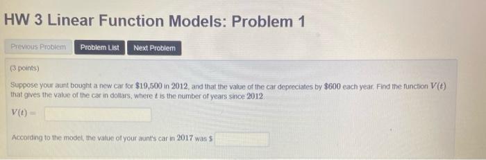 Solved HW 3 Linear Function Models: Problem 1 (3 points) | Chegg.com