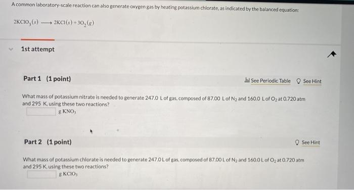 Solved A common laboratory-scale reaction can also generate | Chegg.com