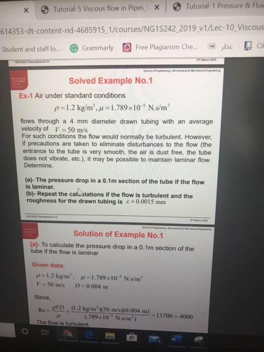Solved X Tutorial-5 Viscous flow in Pipes X Tutorial-1 | Chegg.com