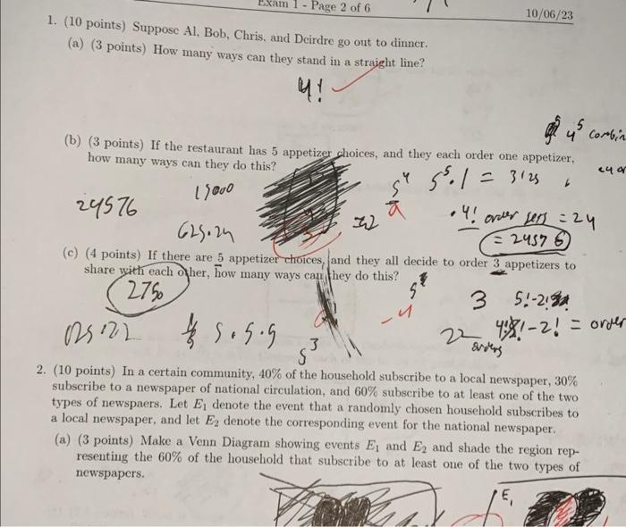 Solved 1. (10 points) Suppose Al, Bob, Chris, and Deirdre go | Chegg.com