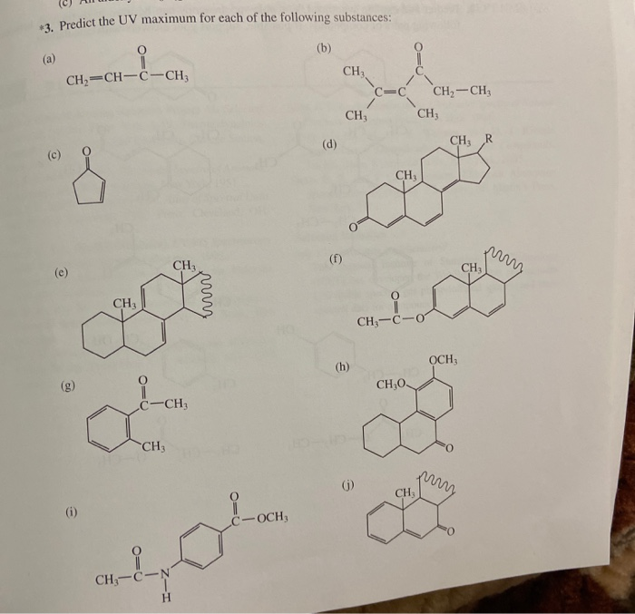 Solved 43. Predict the UV maximum for each of the following | Chegg.com