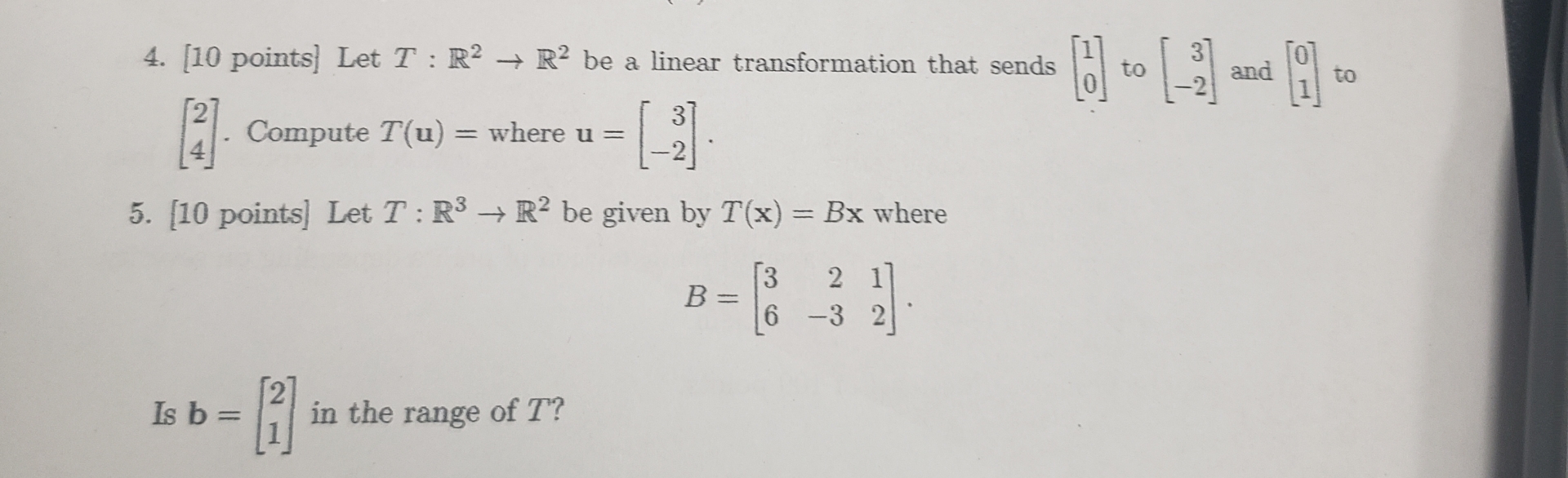 Solved [10 ﻿points] ﻿Let T:R2→R2 ﻿be a linear transformation | Chegg.com