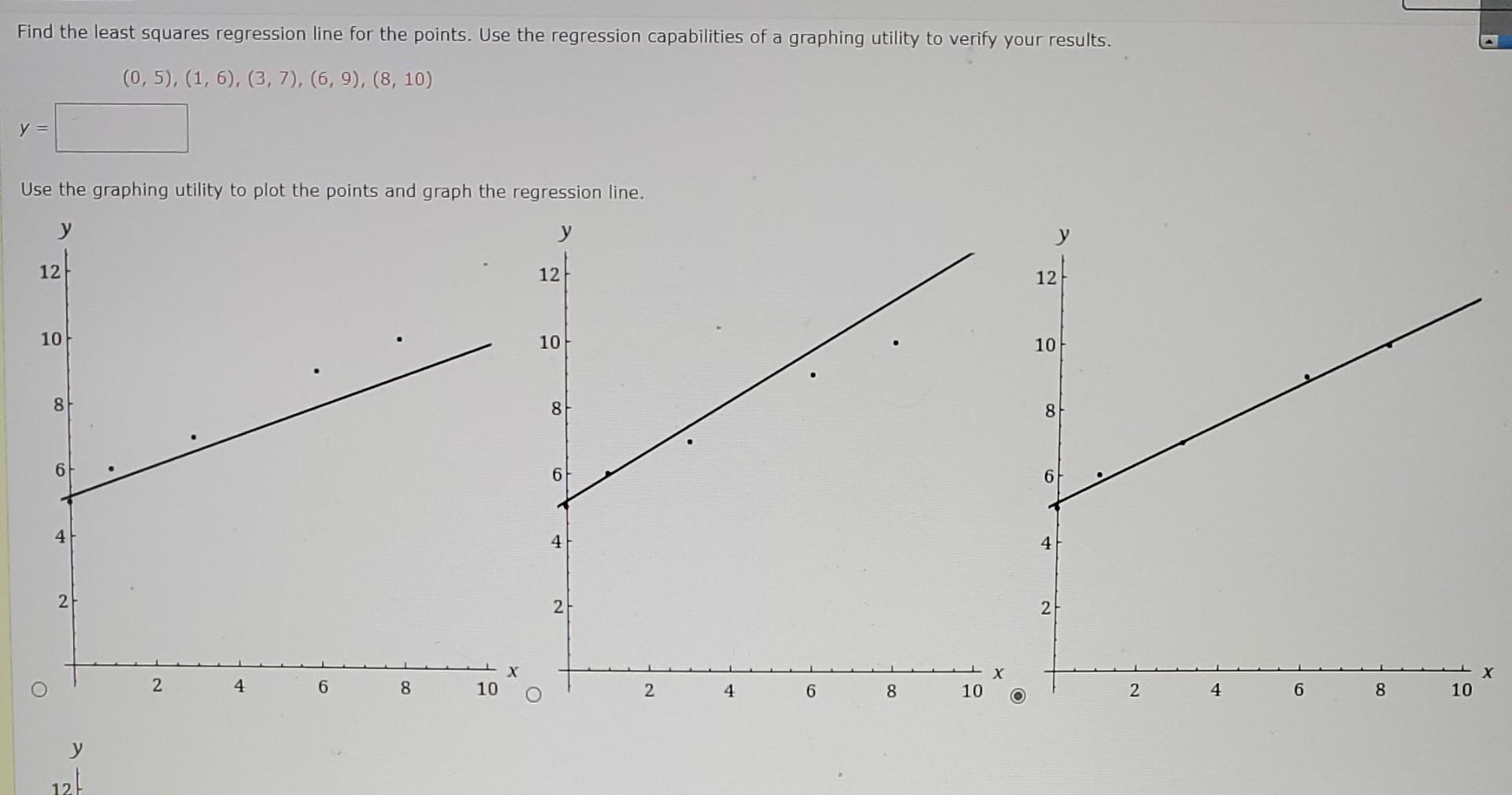 Solved Find the least squares regression line for the | Chegg.com
