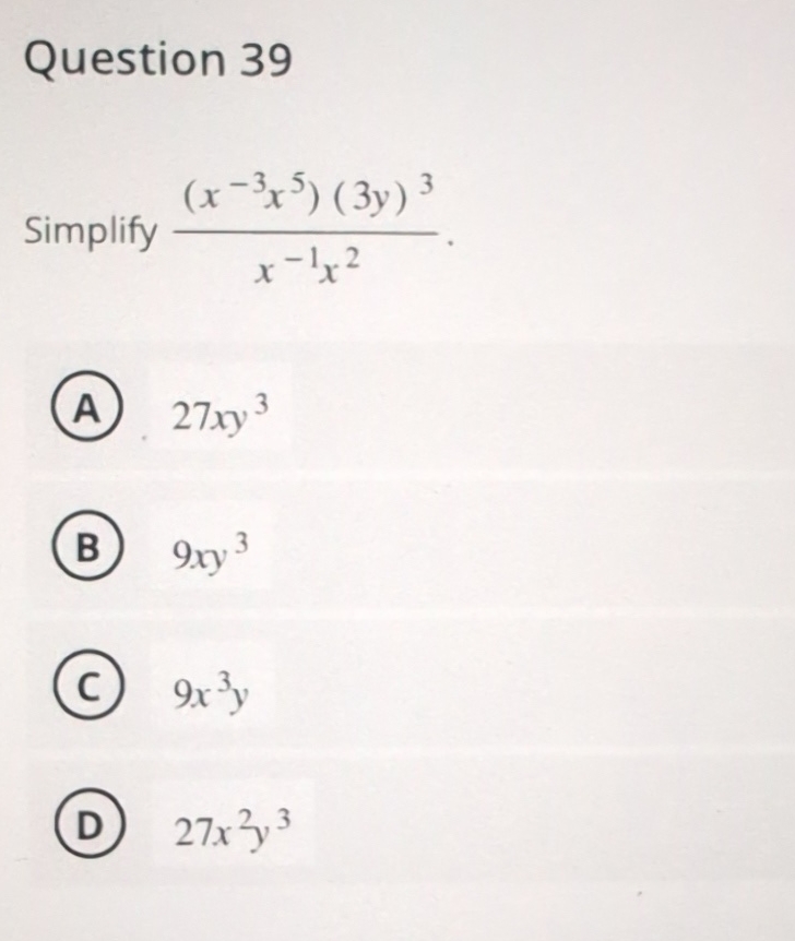 Solved Question 39Simplify | Chegg.com