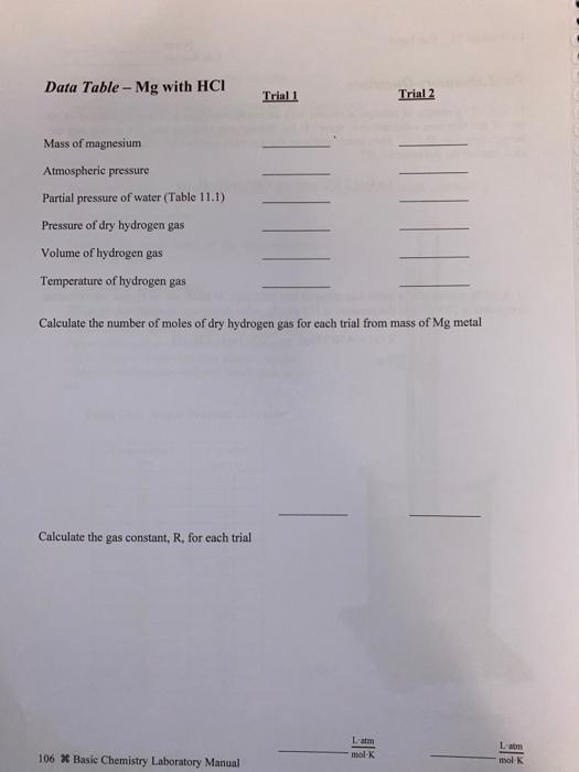 Solved Experiment 11 - Gas Laws Name Lab Section | Chegg.com