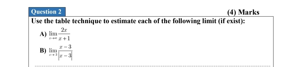 Solved Question 2(4) ﻿MarksUse the table technique to | Chegg.com
