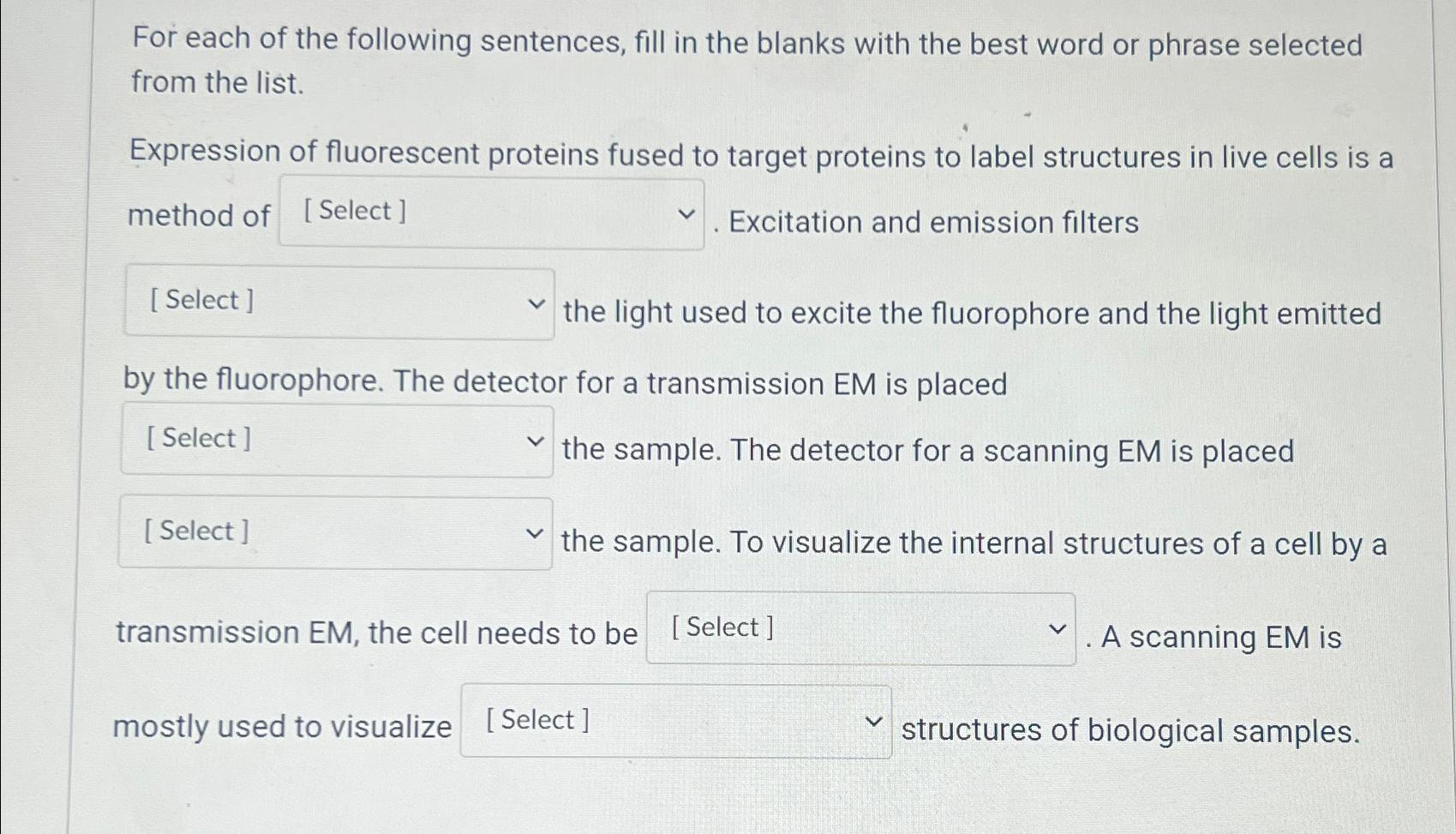 Solved For each of the following sentences, fill in the | Chegg.com