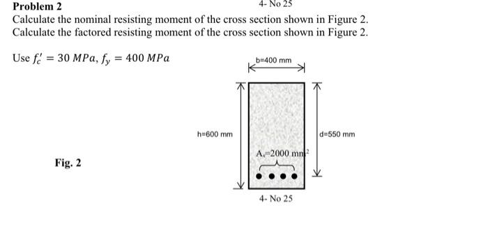 Solved Problem 2 4- No 25 Calculate the nominal resisting | Chegg.com