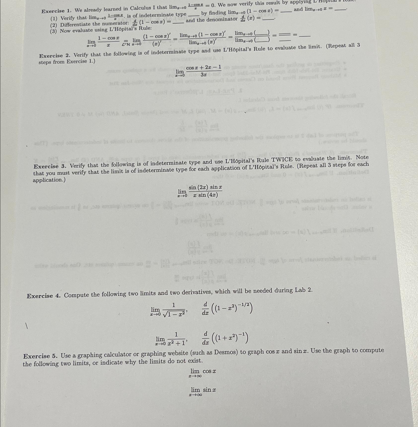 Solved Exercise 1. ﻿We already learned in Calculus I that | Chegg.com