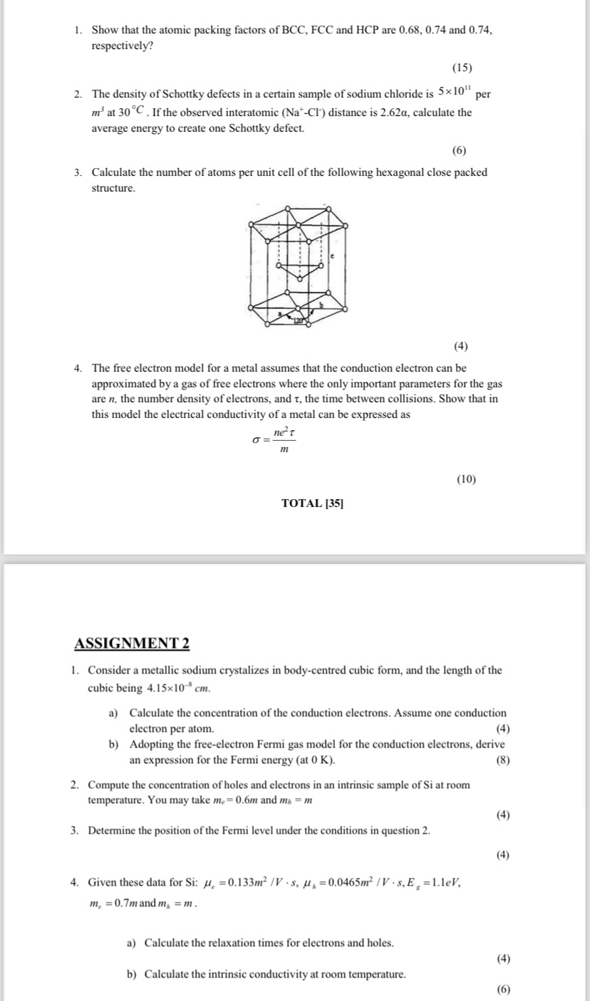 Solved Show that the atomic packing factors of BCC, ﻿FCC and | Chegg.com