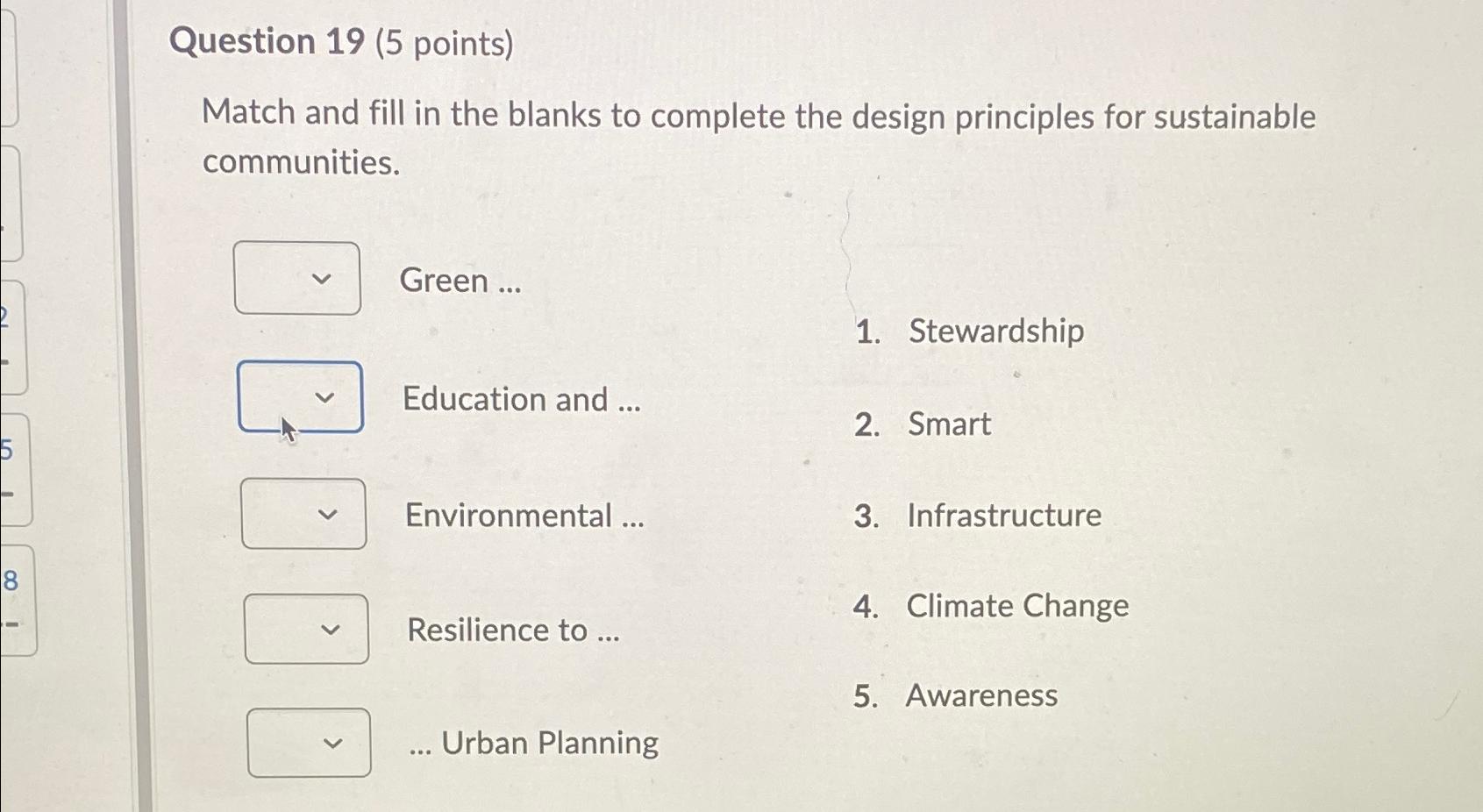 Solved Question 19 (5 ﻿points)Match and fill in the blanks | Chegg.com