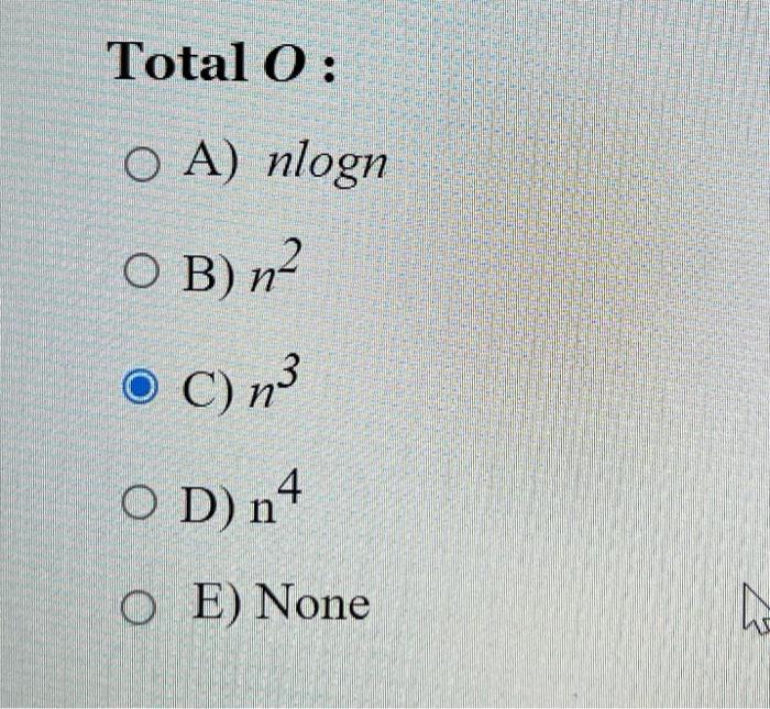 Solved 2. n4/2log(n)+nlog(n100) is O() A) n2logn B) n2 C) | Chegg.com