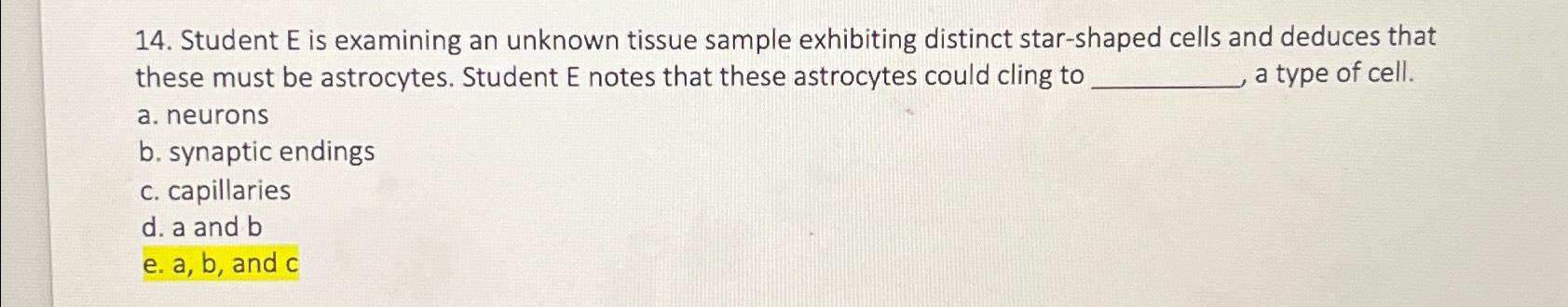 Solved Student E ﻿is examining an unknown tissue sample | Chegg.com