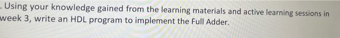 Solved Using your knowledge gained from the learning | Chegg.com
