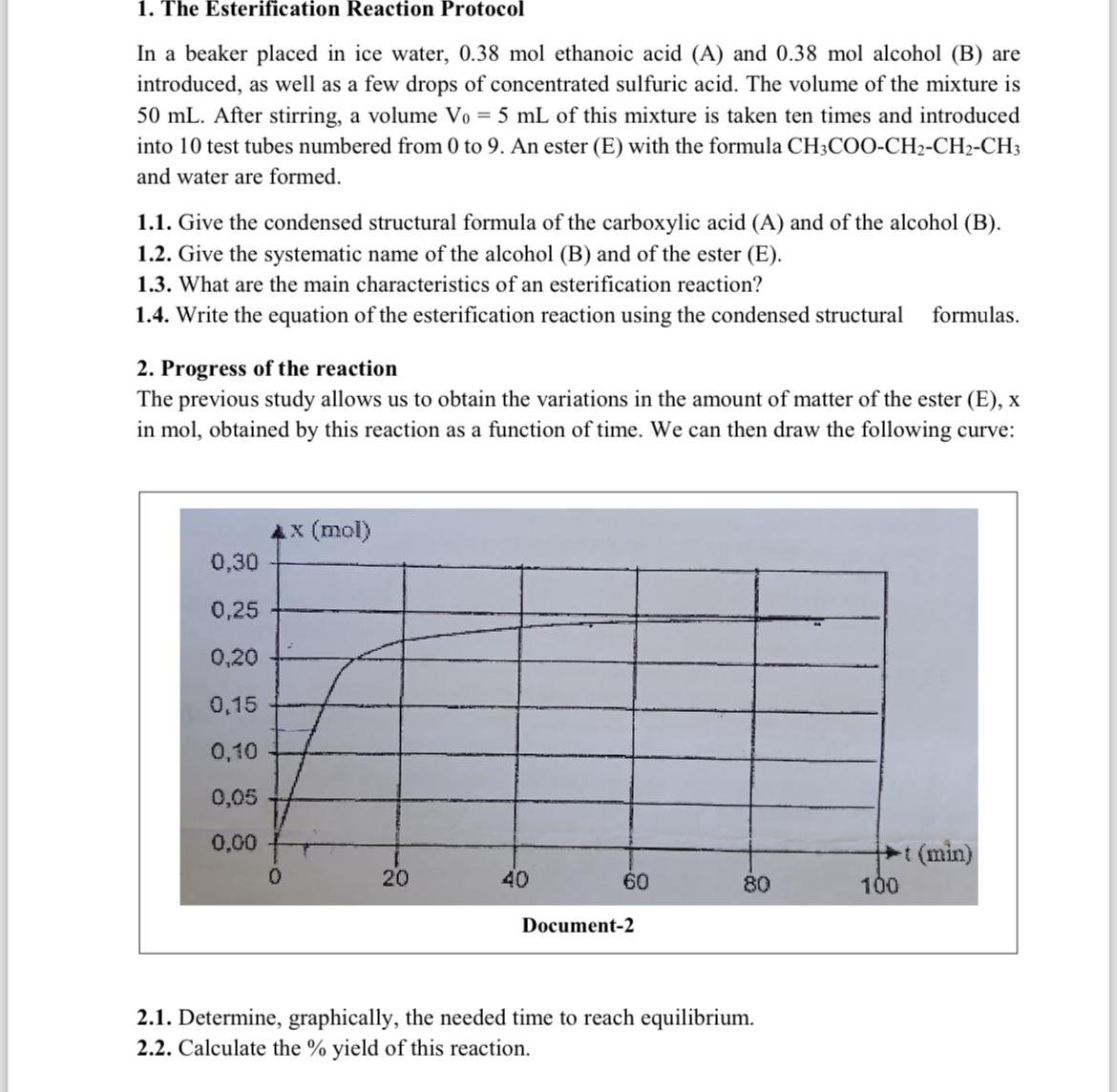 Solved The Esterification Reaction ProtocolIn a beaker | Chegg.com