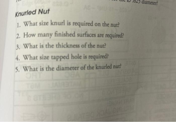 Solved Knurled Nut 1. What size knurl is required on the | Chegg.com