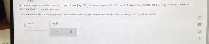 Solved A chemist prepares a solution of silver(t) | Chegg.com