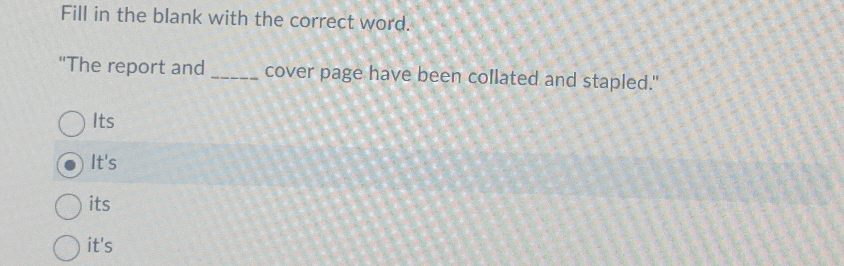 Solved Fill in the blank with the correct word."The report | Chegg.com