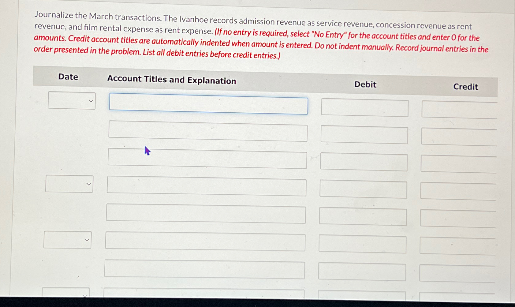 Solved Journalize the March transactions. The Ivanhoe | Chegg.com