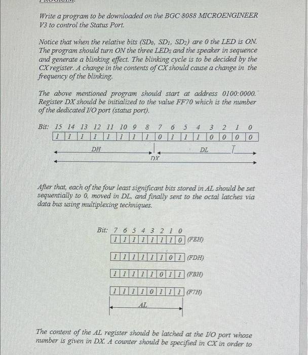 Write a program to be downloaded on the BGC 8088 | Chegg.com