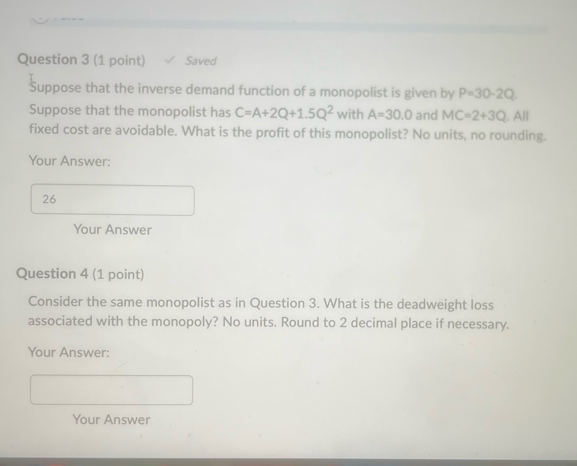 Solved Question 3 (1 ﻿point) ﻿SavedSuppose that the inverse | Chegg.com