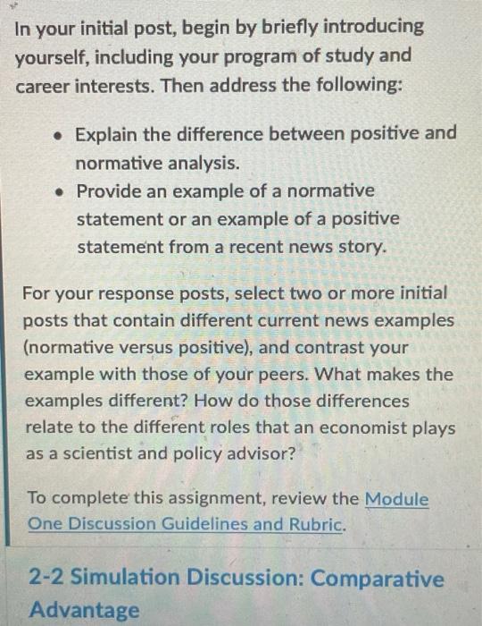Solved In your initial post, begin by briefly introducing | Chegg.com
