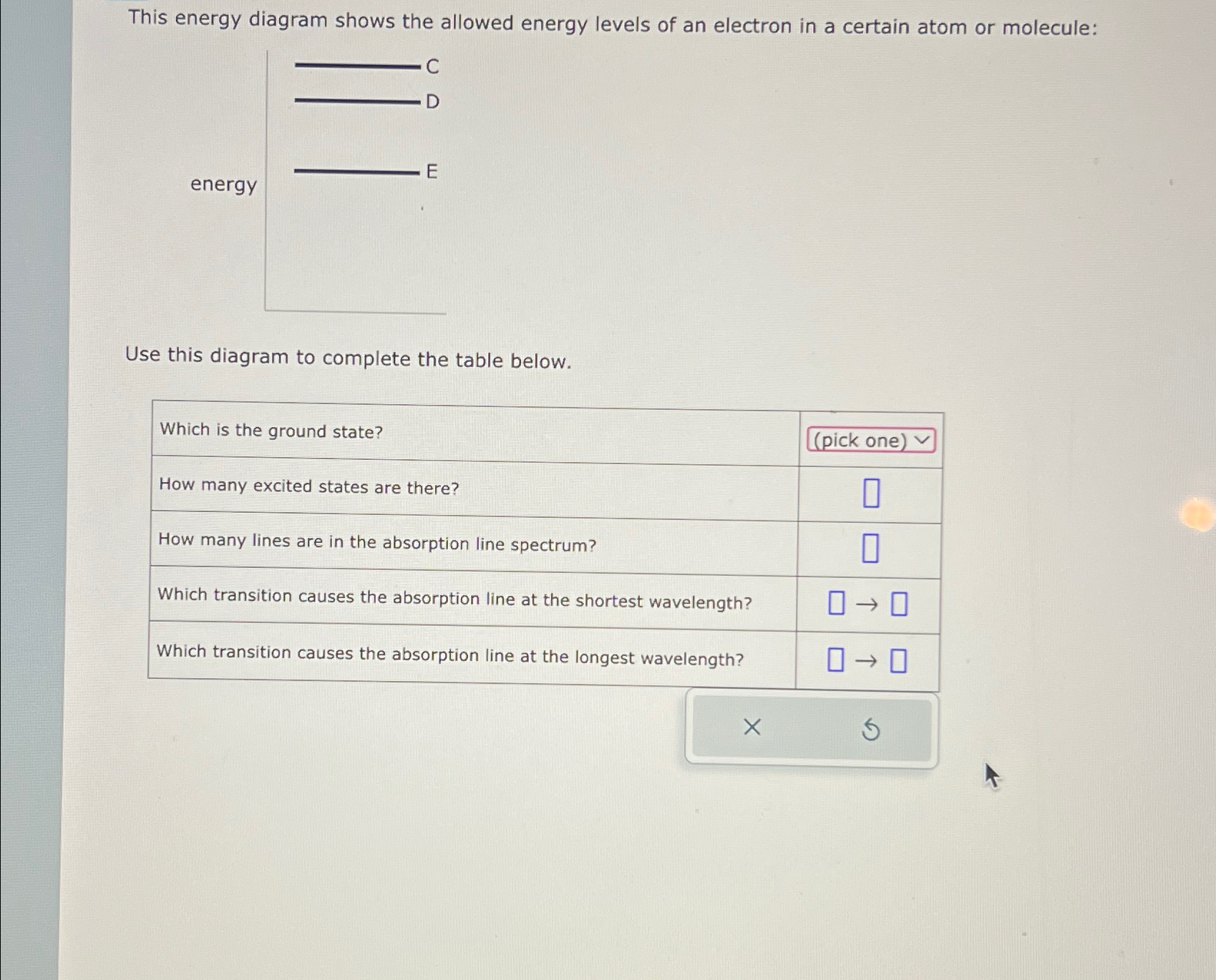 Solved This energy diagram shows the allowed energy levels | Chegg.com