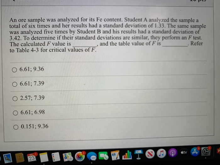 Solved An ore sample was analyzed for its Fe content. | Chegg.com