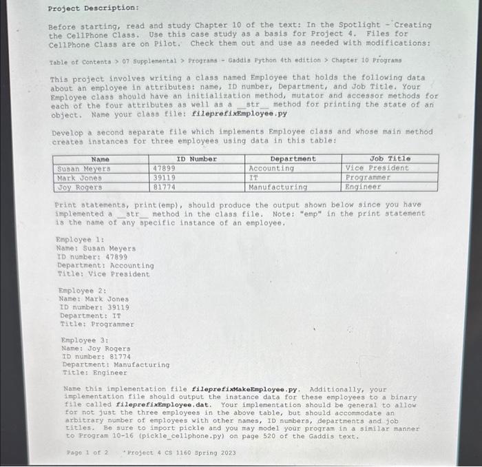 Solved Project Description: Before starting, read and study | Chegg.com