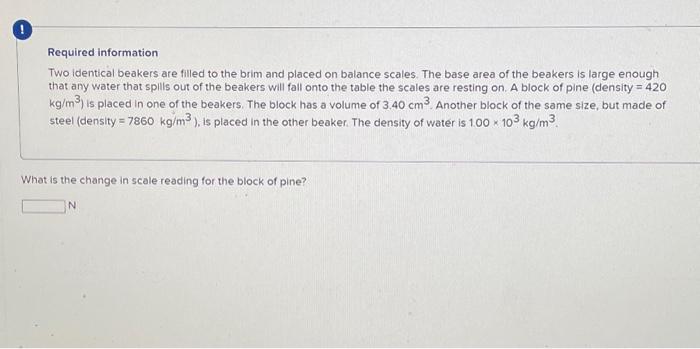 Solved Required information Two identical beakers are filled | Chegg.com