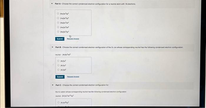 Solved Part A Choose the correct condenced electron | Chegg.com