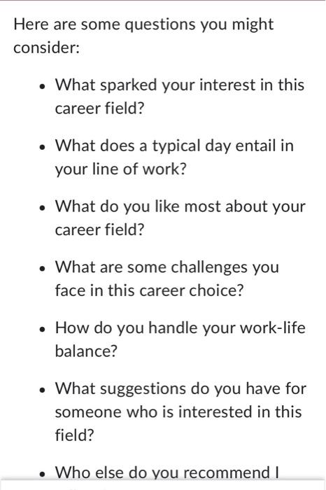 Unit 6: Informational Interview Hide Assignment | Chegg.com