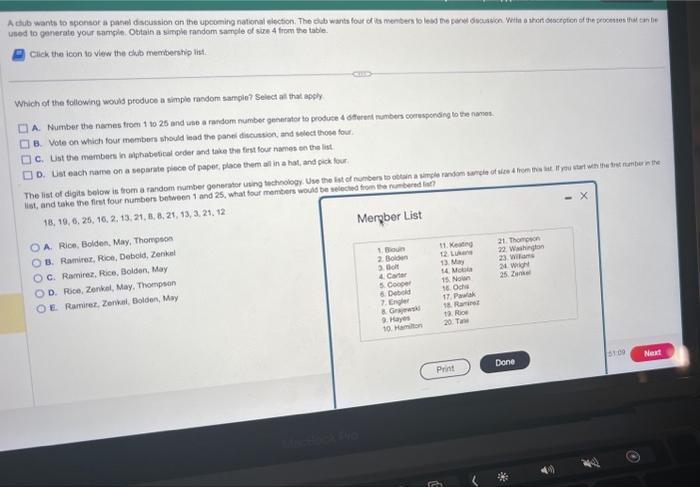 Solved used to generate your samgle. Obtain a sirgit random | Chegg.com
