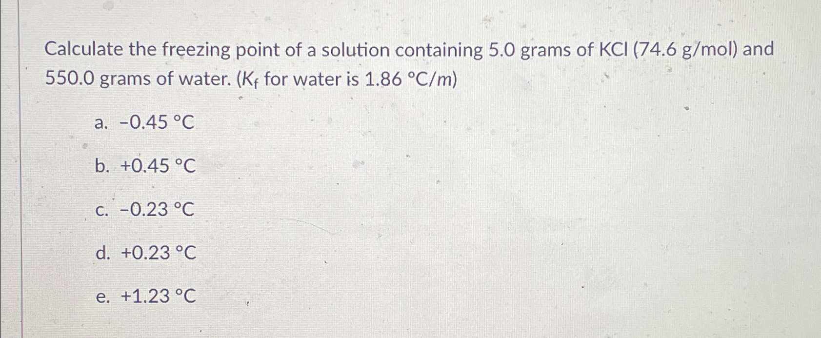 Calculate the freezing point of a solution containing | Chegg.com