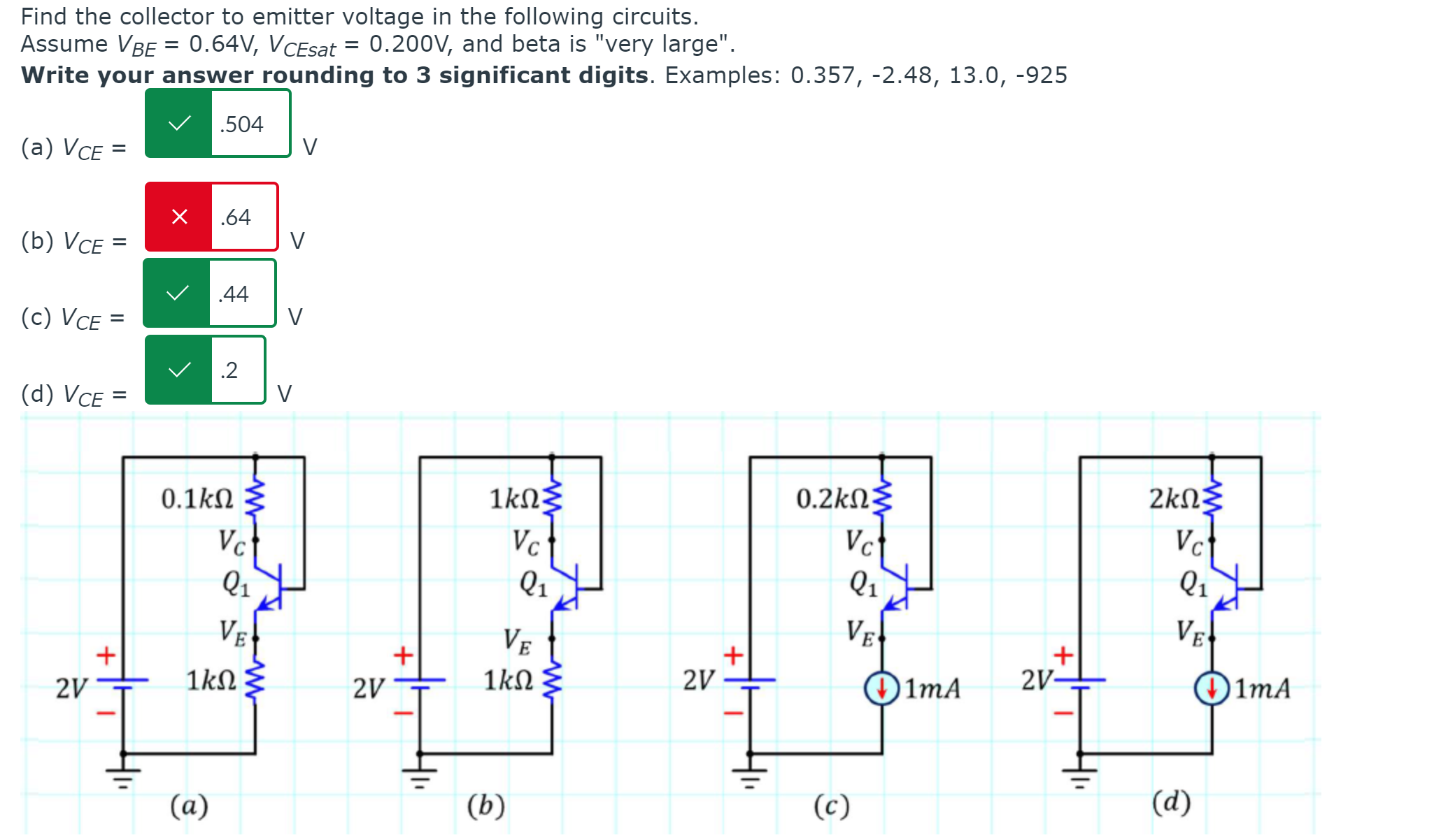 Solved Find the collector to emitter voltage in the | Chegg.com