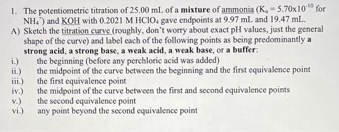 Solved The Potentiometric Titration Of 25 0ml Of A Mixture