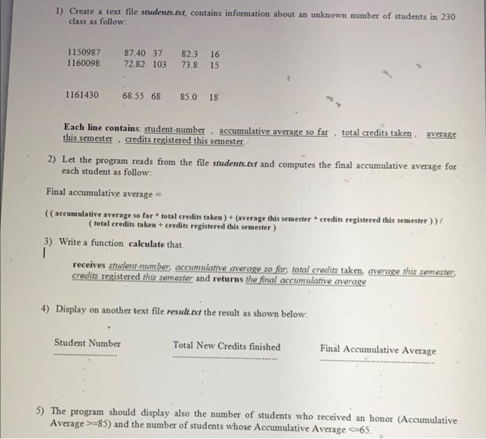 Solved 1) Create a text file studens. Ax, contains | Chegg.com
