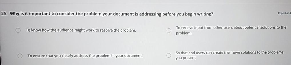 Solved Why is it important to consider the problem your | Chegg.com