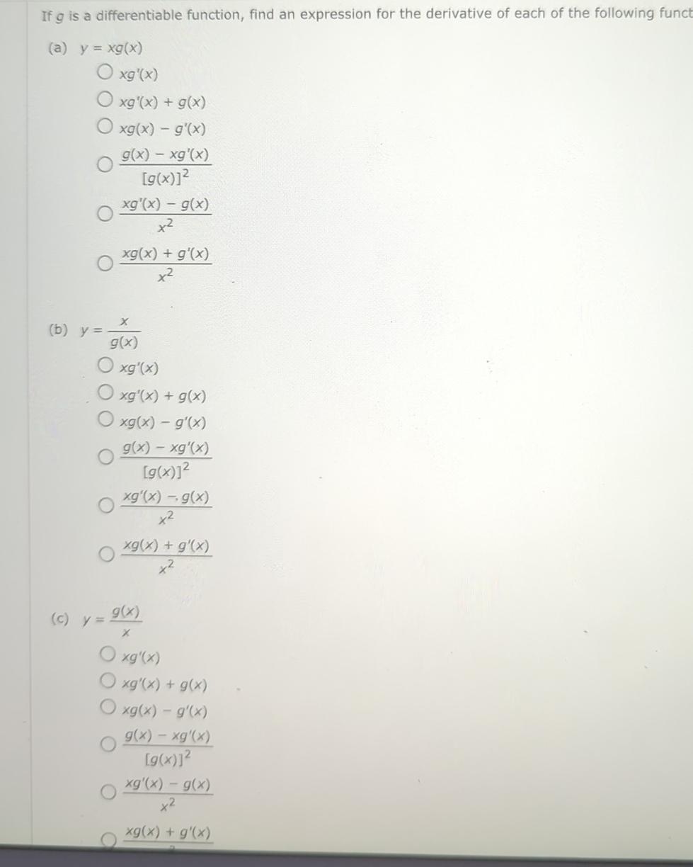 Solved If g ﻿is a differentiable function, find an | Chegg.com