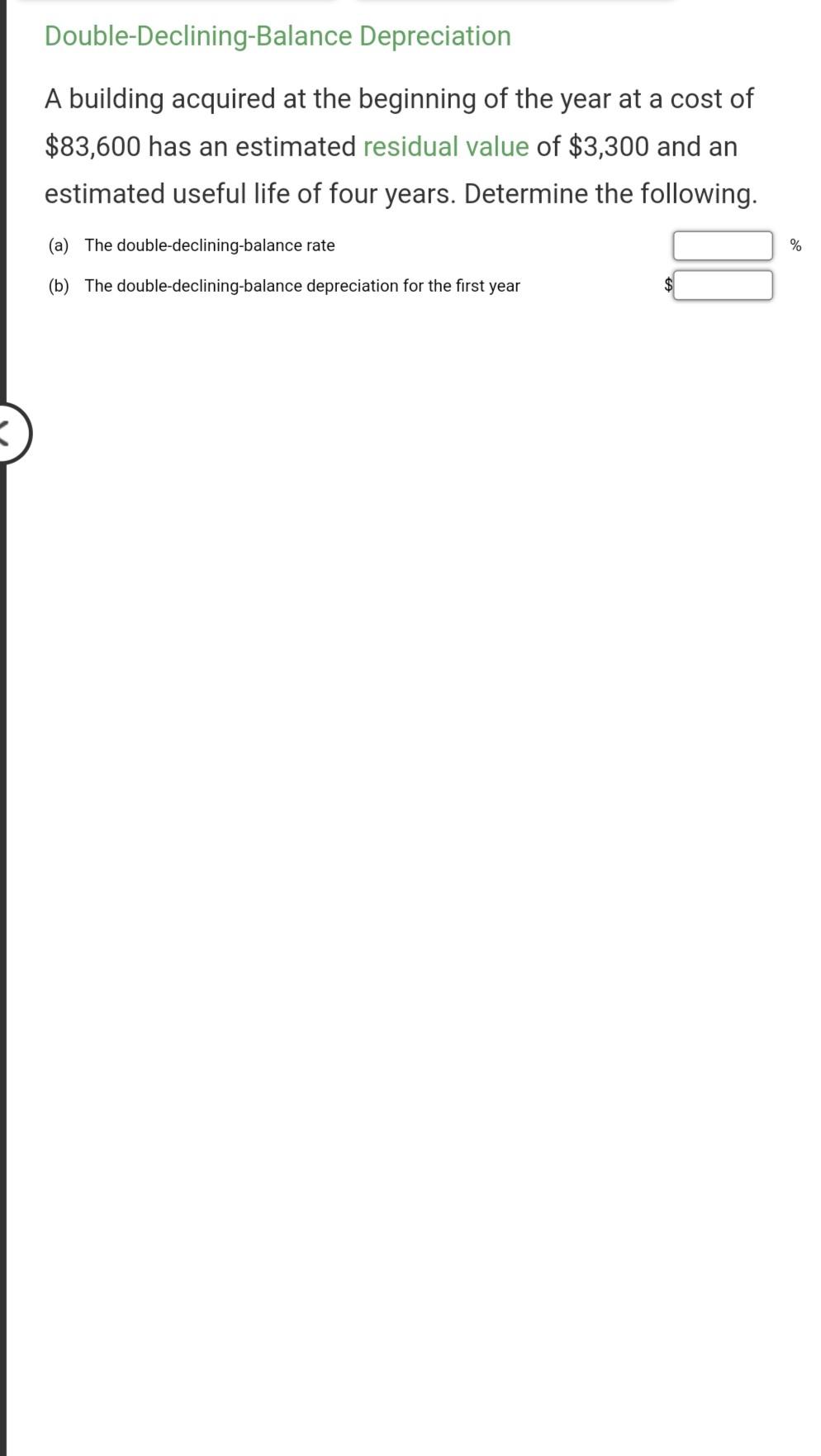 Solved Double-Declining-Balance Depreciation A building | Chegg.com